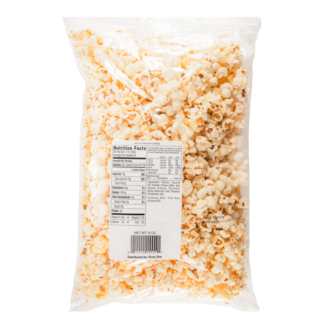 Bee-licious, white cheddar popcorn - Busy Bee