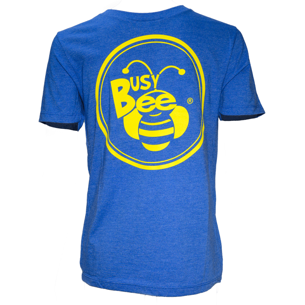 Blue Busy Bee T-shirt with Busy Bee logo - Busy Bee
