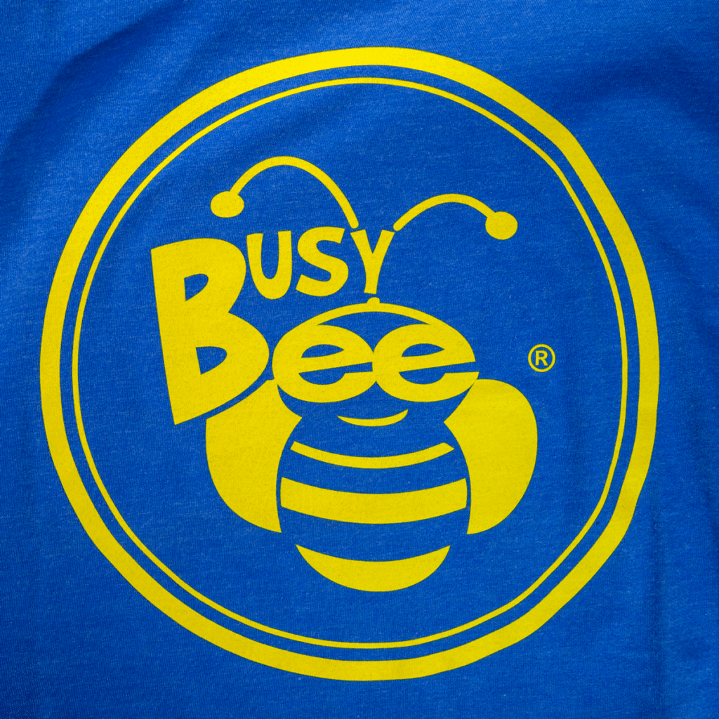 Blue Busy Bee T-shirt with Busy Bee logo - Busy Bee